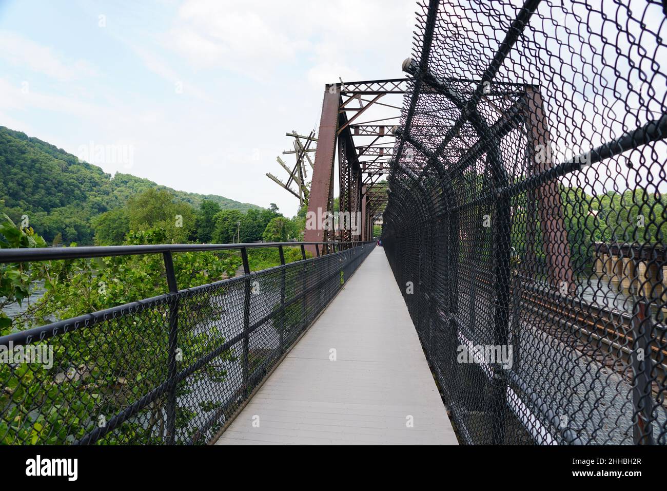 The empty path across the old Appalachian Trail Bridge in Harpers Ferry ...