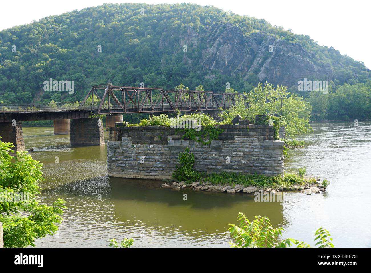 The remnants of the old Appalachian Trail Bridge in Harpers Ferry, West ...