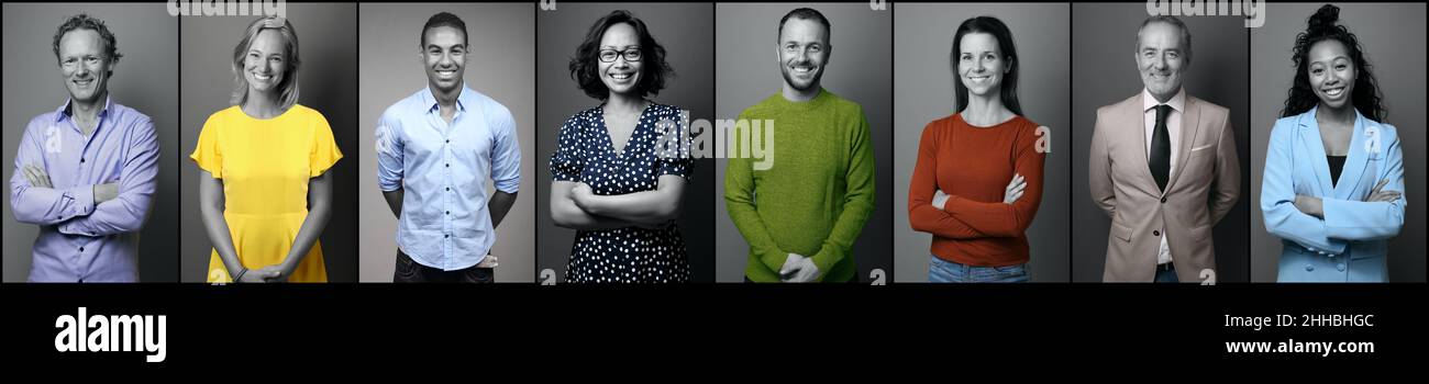 Group of people in a collage Stock Photo - Alamy