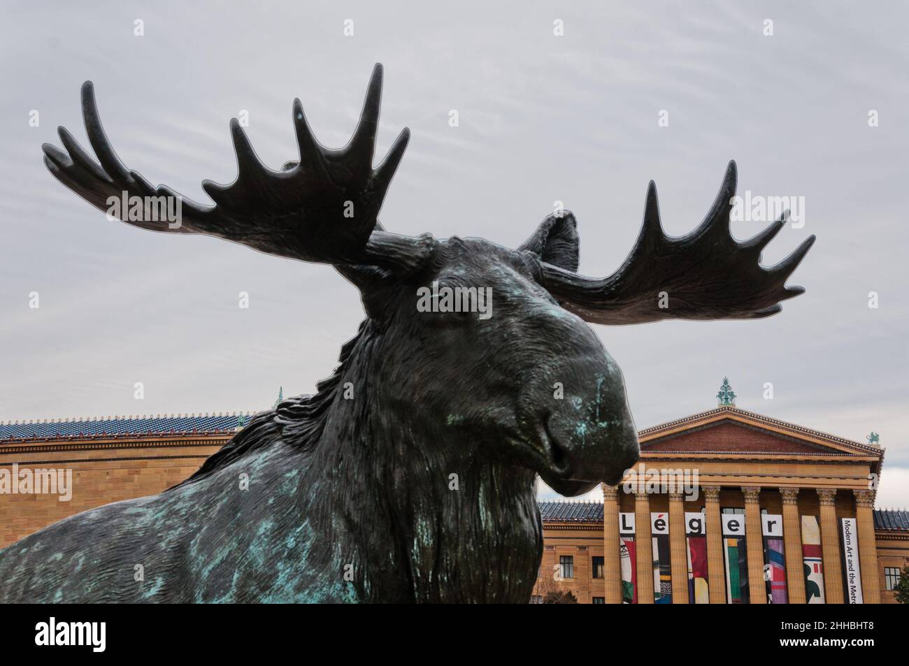 Photo of The Philadelphia Museum of Art and Moose Statue, Philadelphia ...
