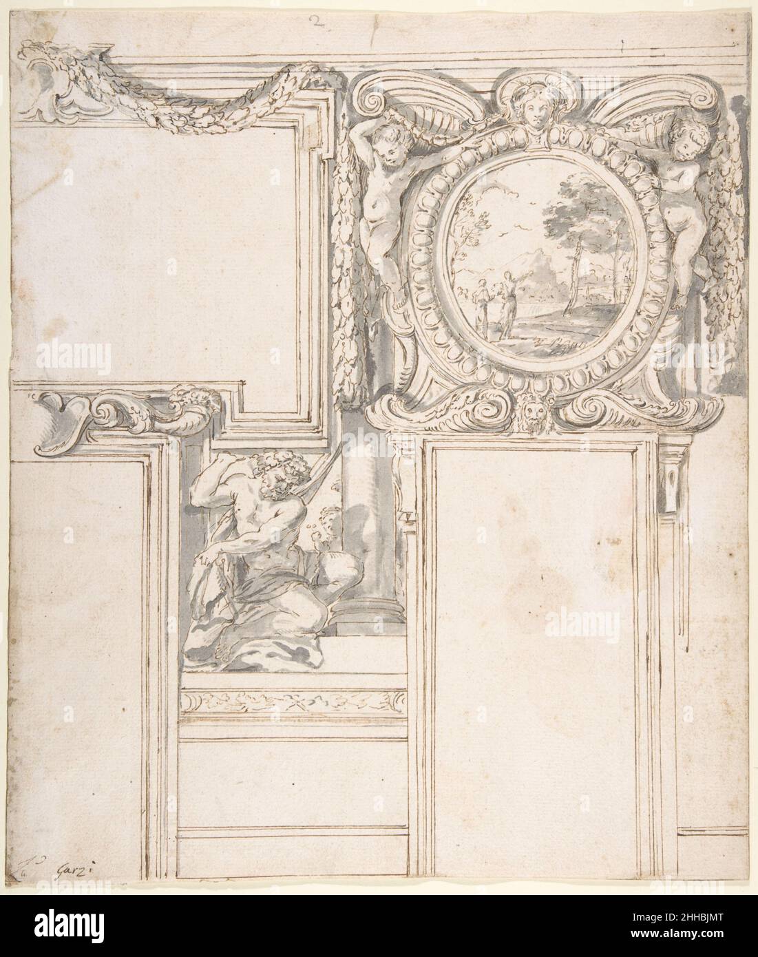 Design Wall Elevation with Stucco and Painted Decorations 1708 Luigi ...