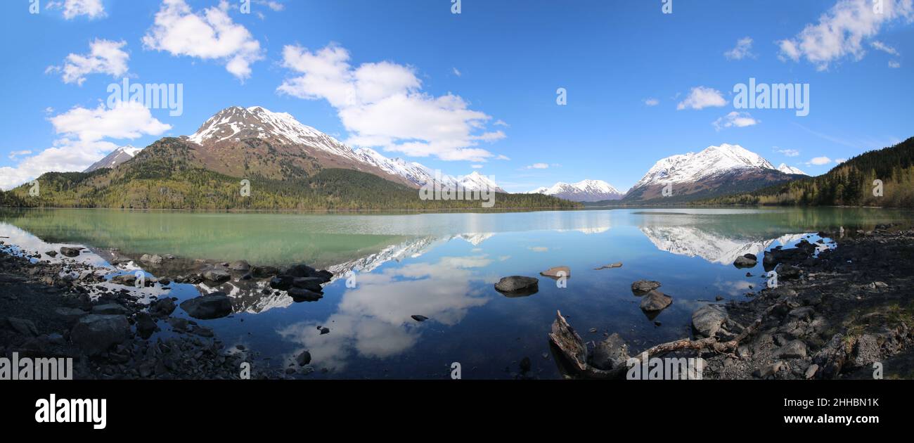 Mad Sally Lake panorama on the Kenai Peninsula in Alaska United States ...