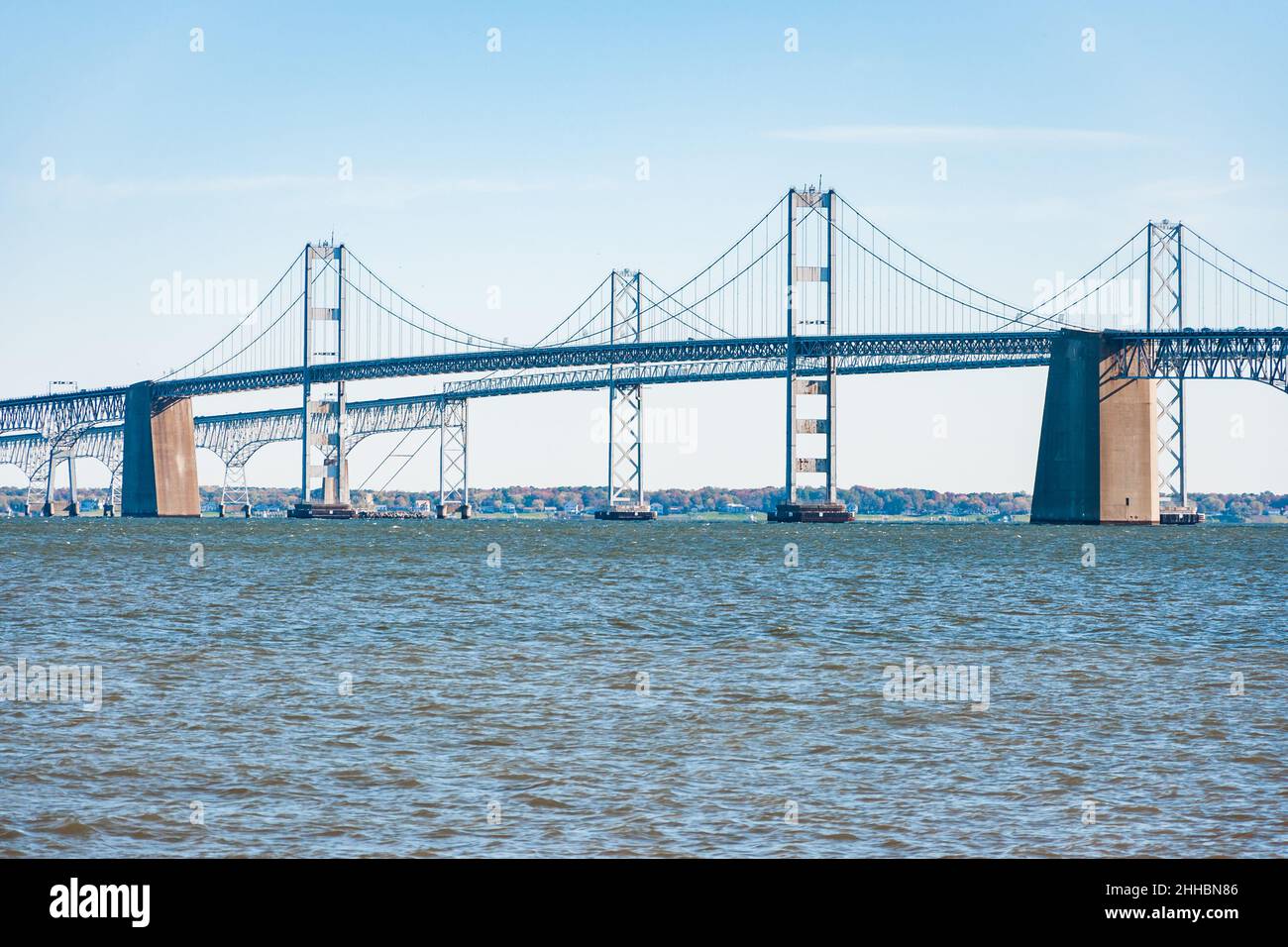 View of Chesapeake Bay Bridge from Sandy Point State Park, Maryland ...