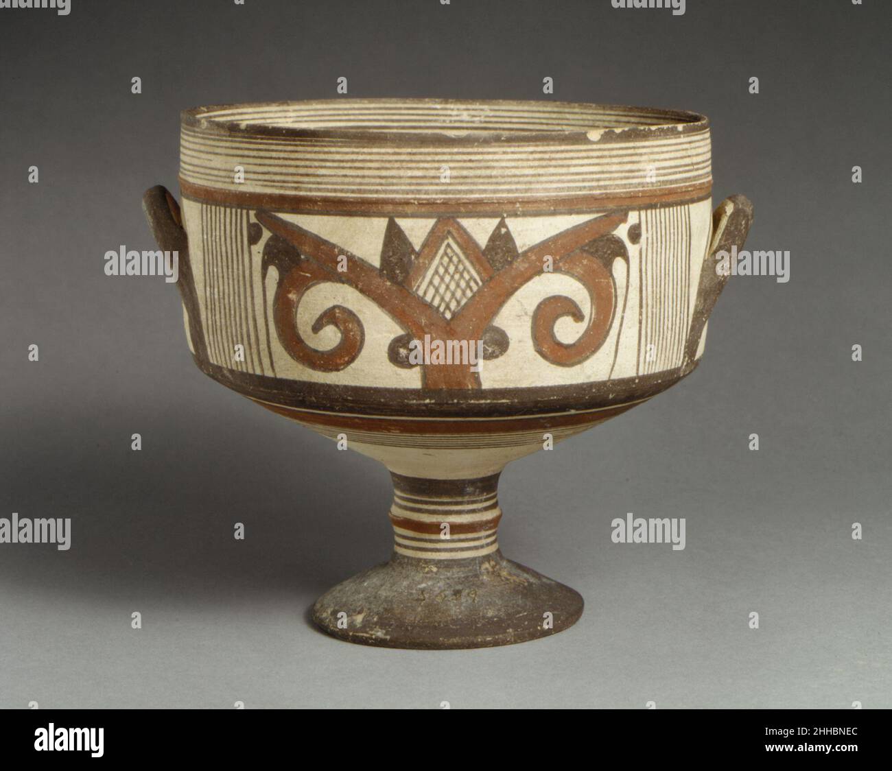 Kylix ca. 750–600 B.C. Cypriot Angular form with bands and a bold lotus ...