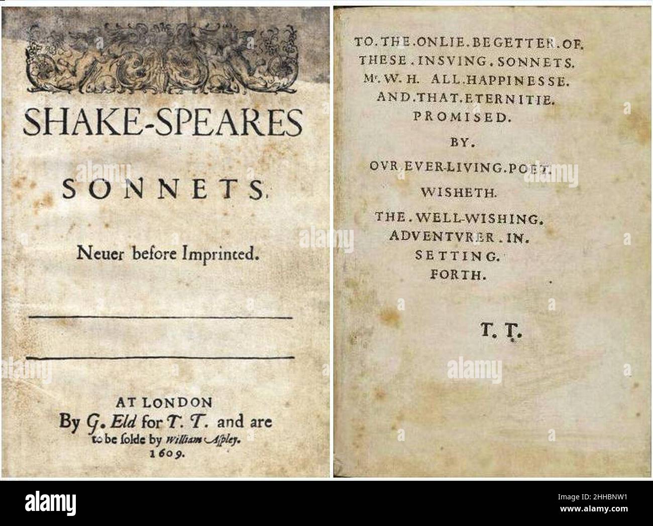 Sonnet TP and dedication 1609 Stock Photo - Alamy
