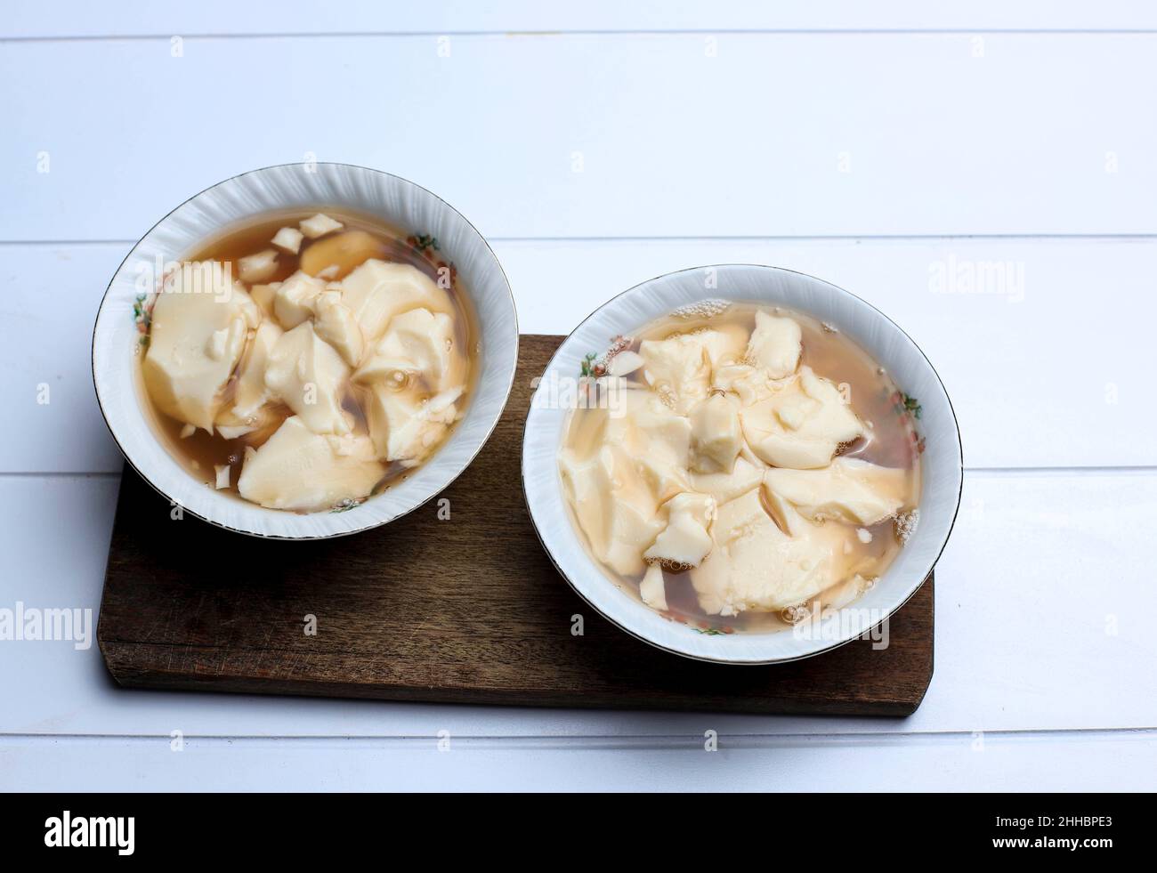 Dessert of Bean Curd Tofu Pudding or Douhua Dou Hua in White Bowl ...