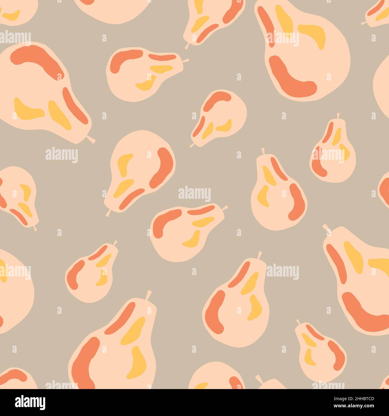 Random seamless pattern in pastel palette with pink pear shapes. Light ...