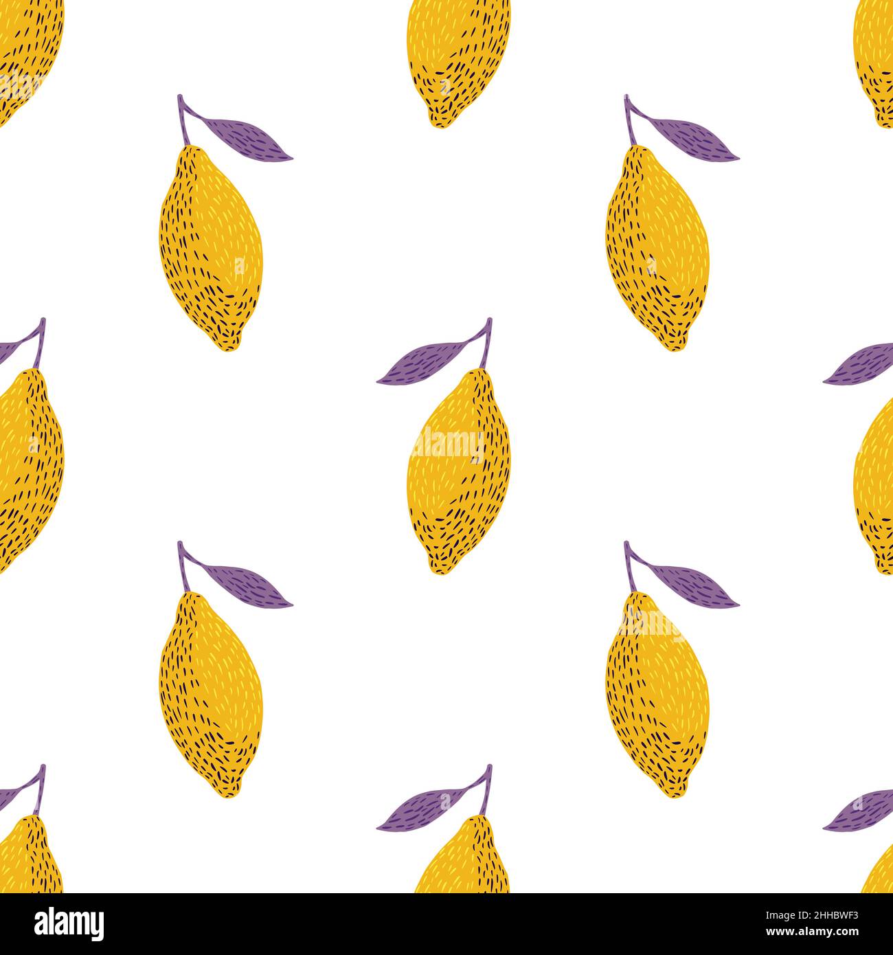 Isolated summer seamless pattern with lemon ornament. Yellow citrus ...