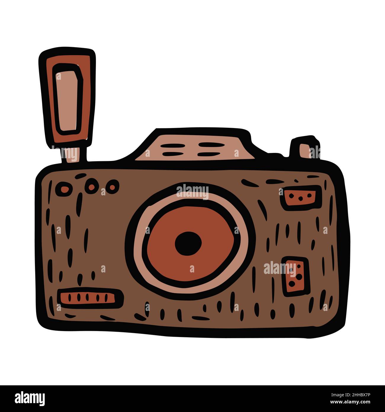 Retro camera isolated on white background. Hand drawn vintage icon ...