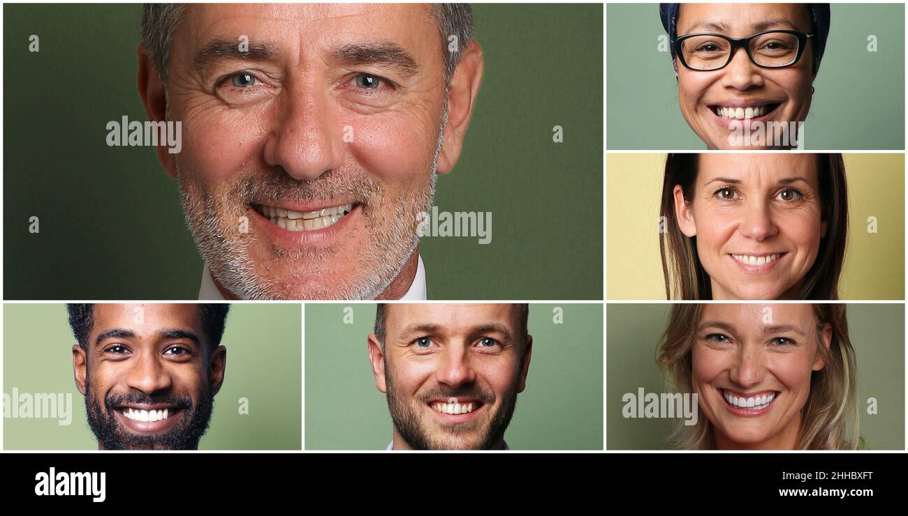 Beautiful happy people in front of a background Stock Photo - Alamy