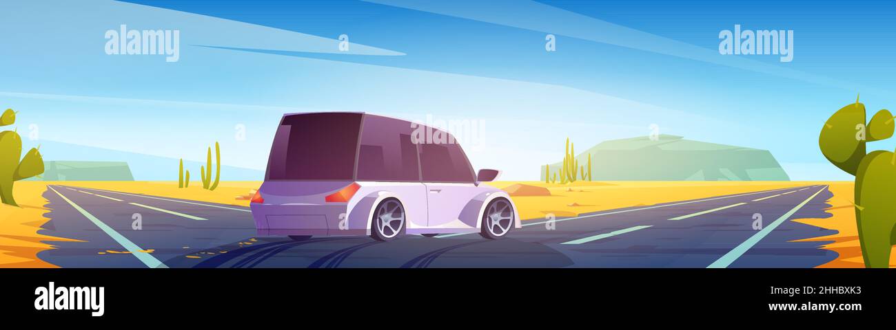 Car on road fork in desert. Concept of direction choice, make decision ...
