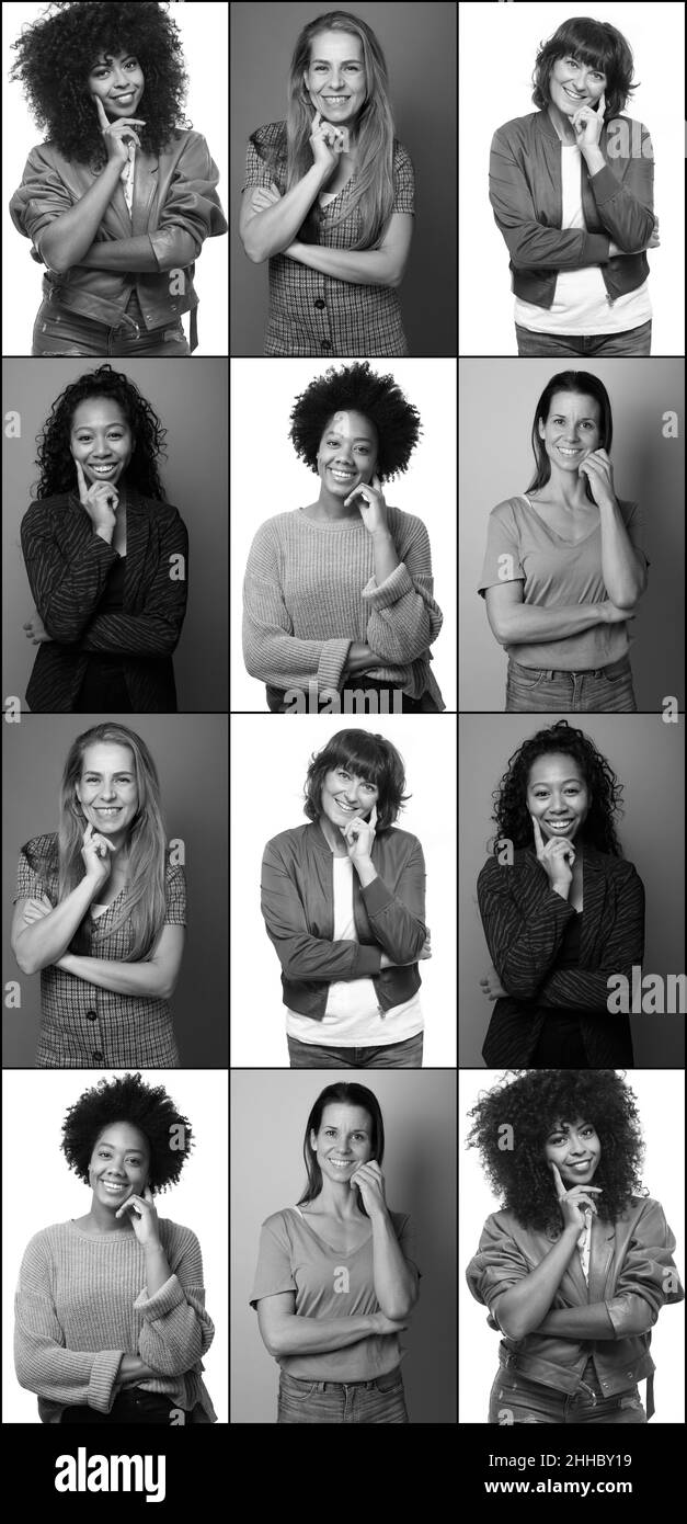 Group of people in a collage Stock Photo - Alamy
