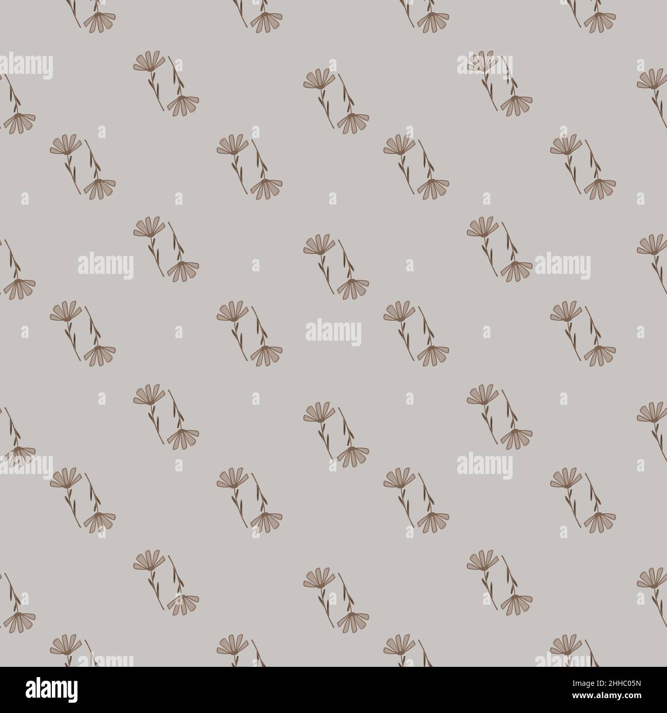 Abstract seamless pattern with simple little beige flower silhouettes ...