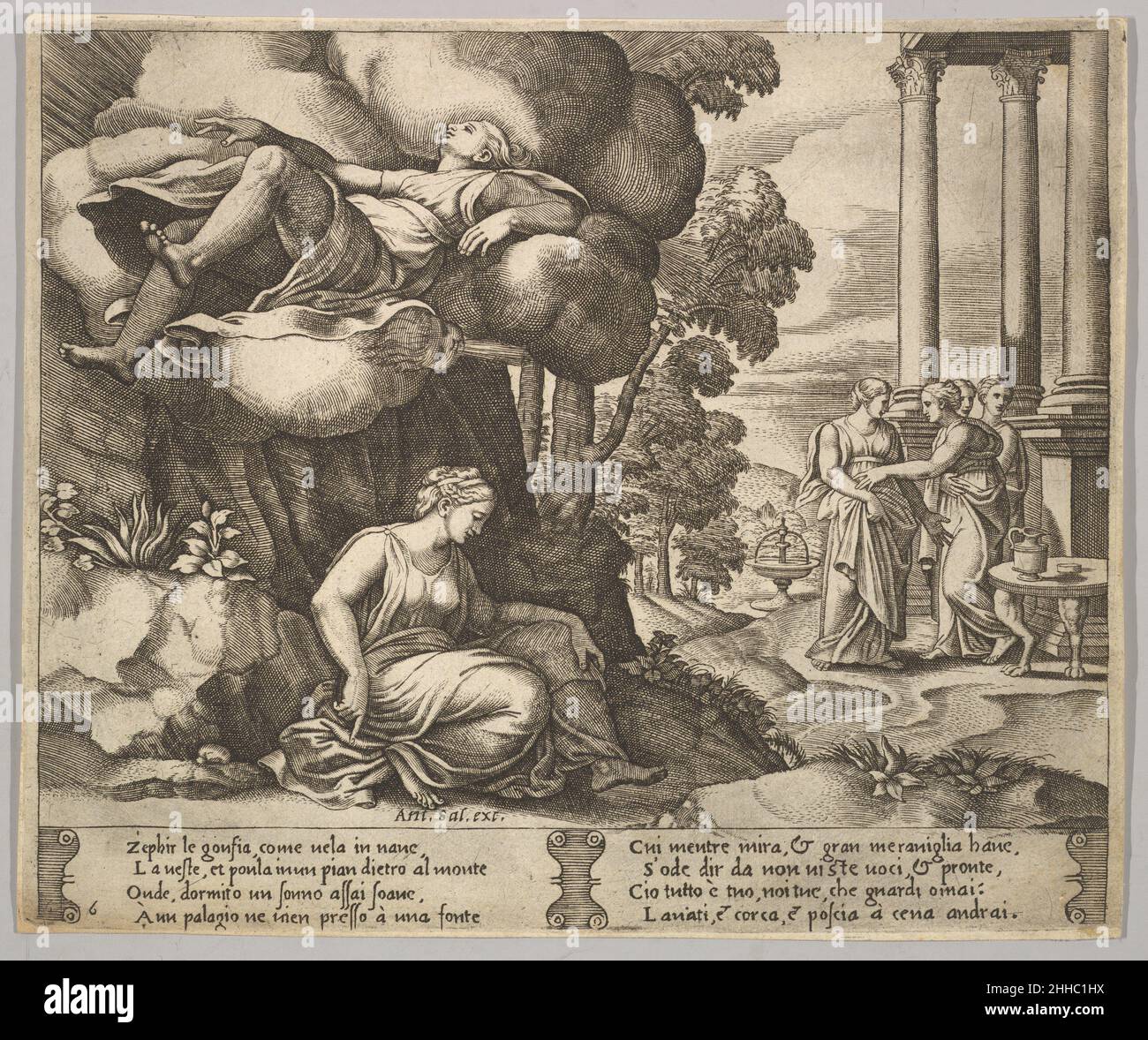 Plate 6: Zephir carrying off Psyche to an enchanted palace, from 'The ...