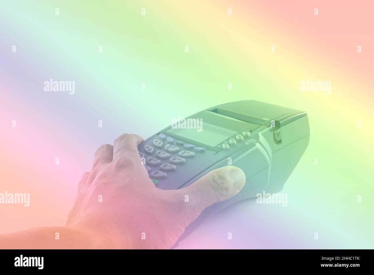 Hand hold credit card reader machine isolated on white background Stock ...