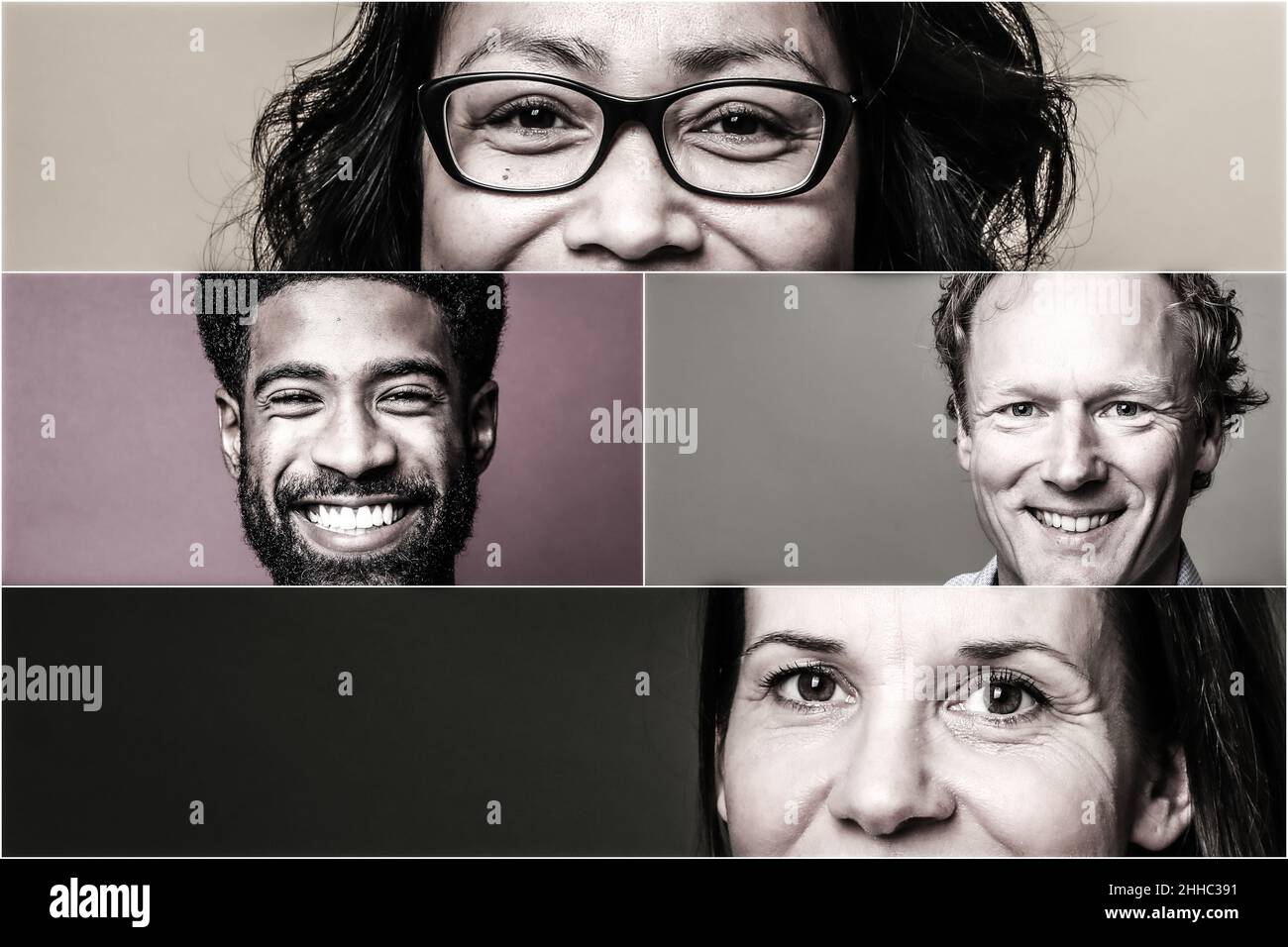 Group of people in a collage Stock Photo - Alamy