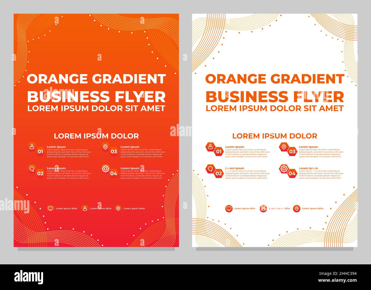 orange gradient business flyer template collection design Stock Photo ...
