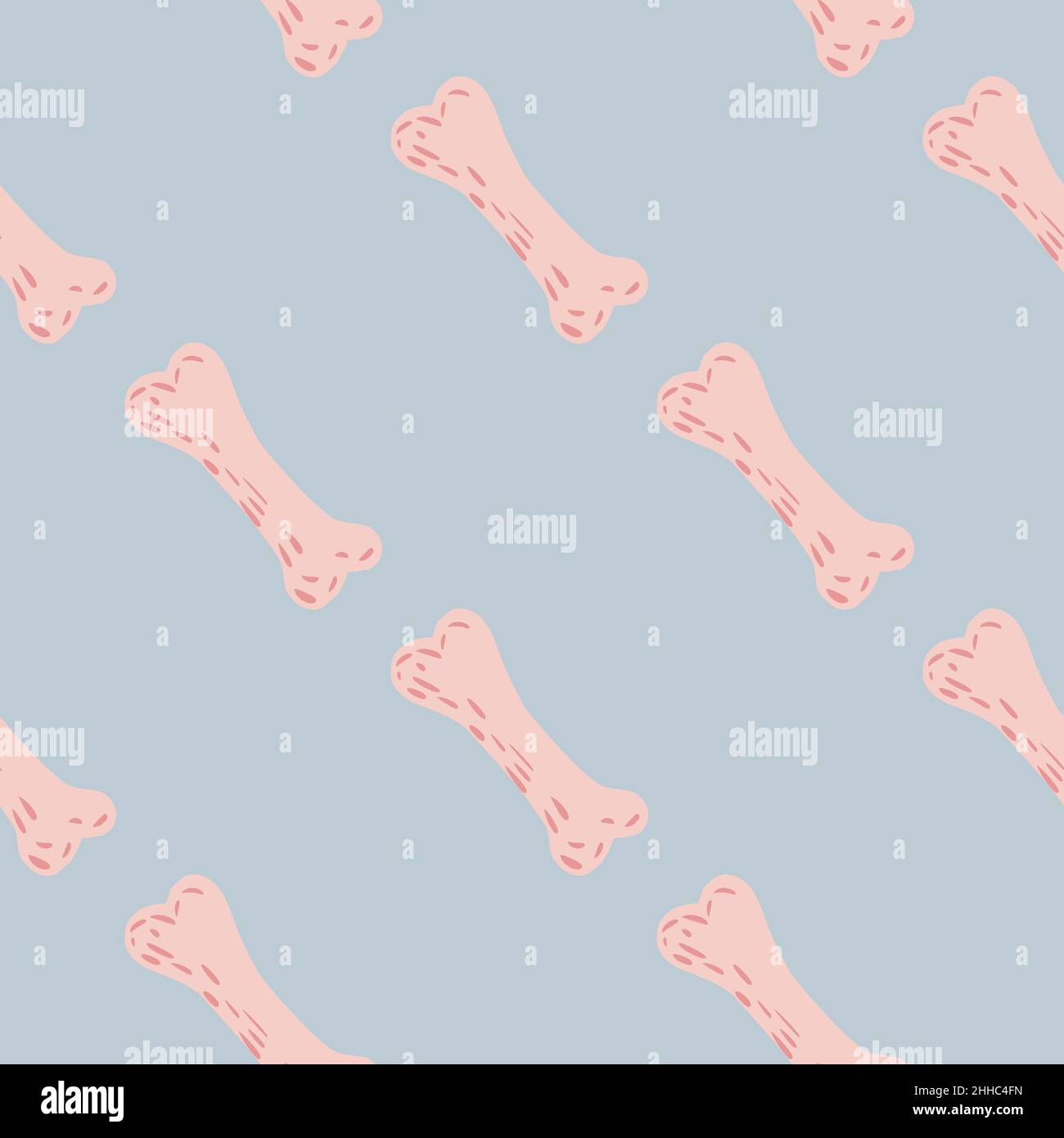 Minimalistic seamless pattern with light pink bones elements. Blue ...