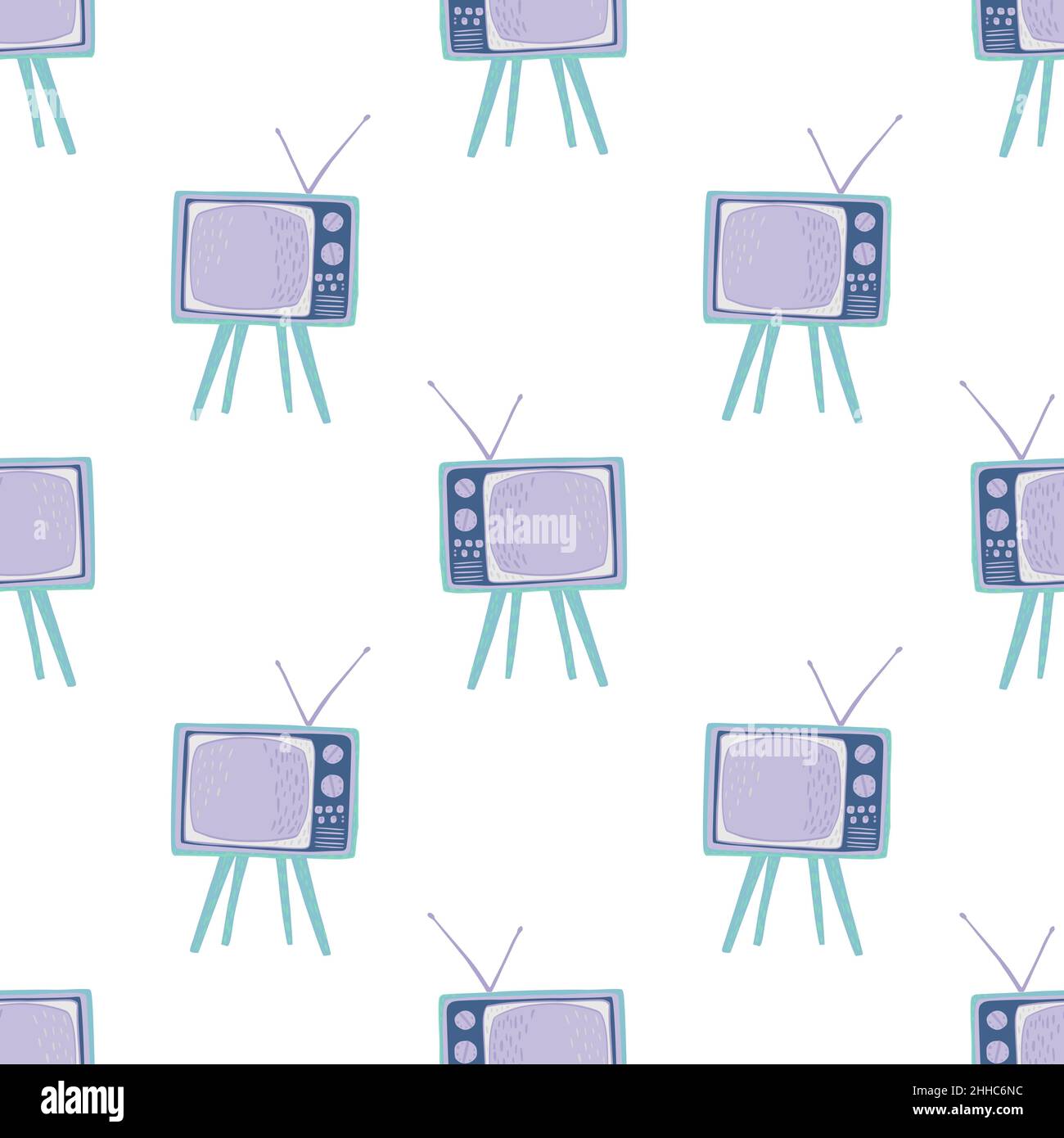 Seamless isolated pattern with blue tv ornament. Television print with ...