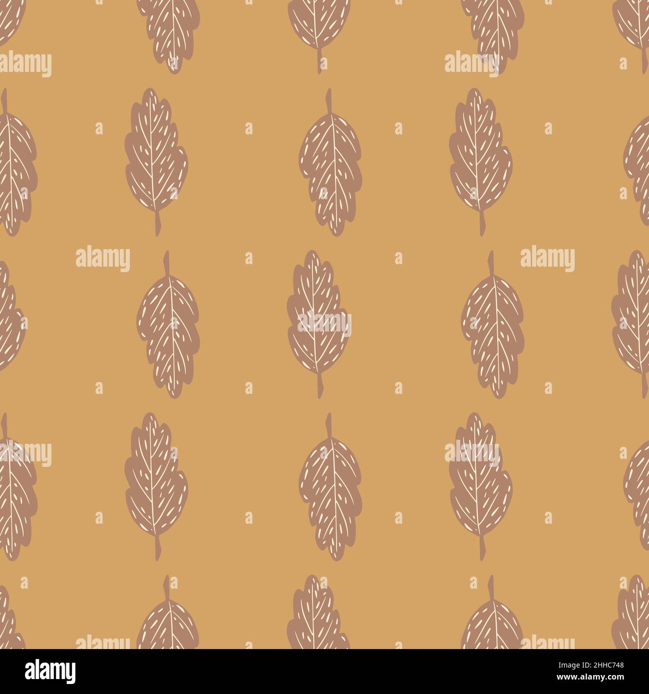 Decorative fall seamless pattern with light brown leaves ornament ...
