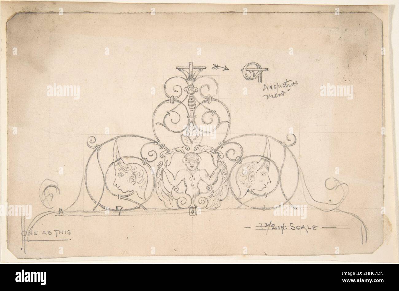 Wrought Metal Foliate Ornament with Grotesque Masks 1870–90 Anonymous ...