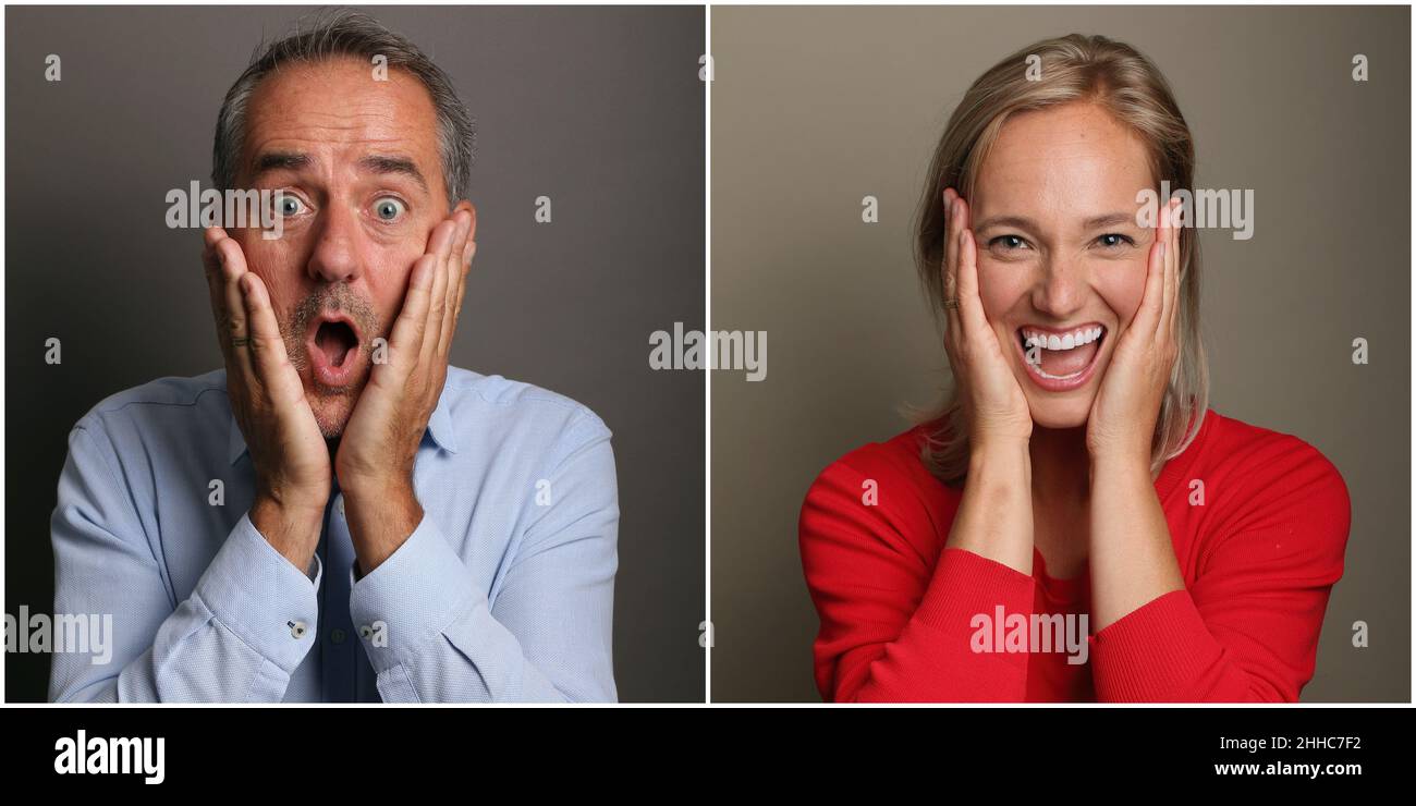 Group of people in a collage Stock Photo - Alamy