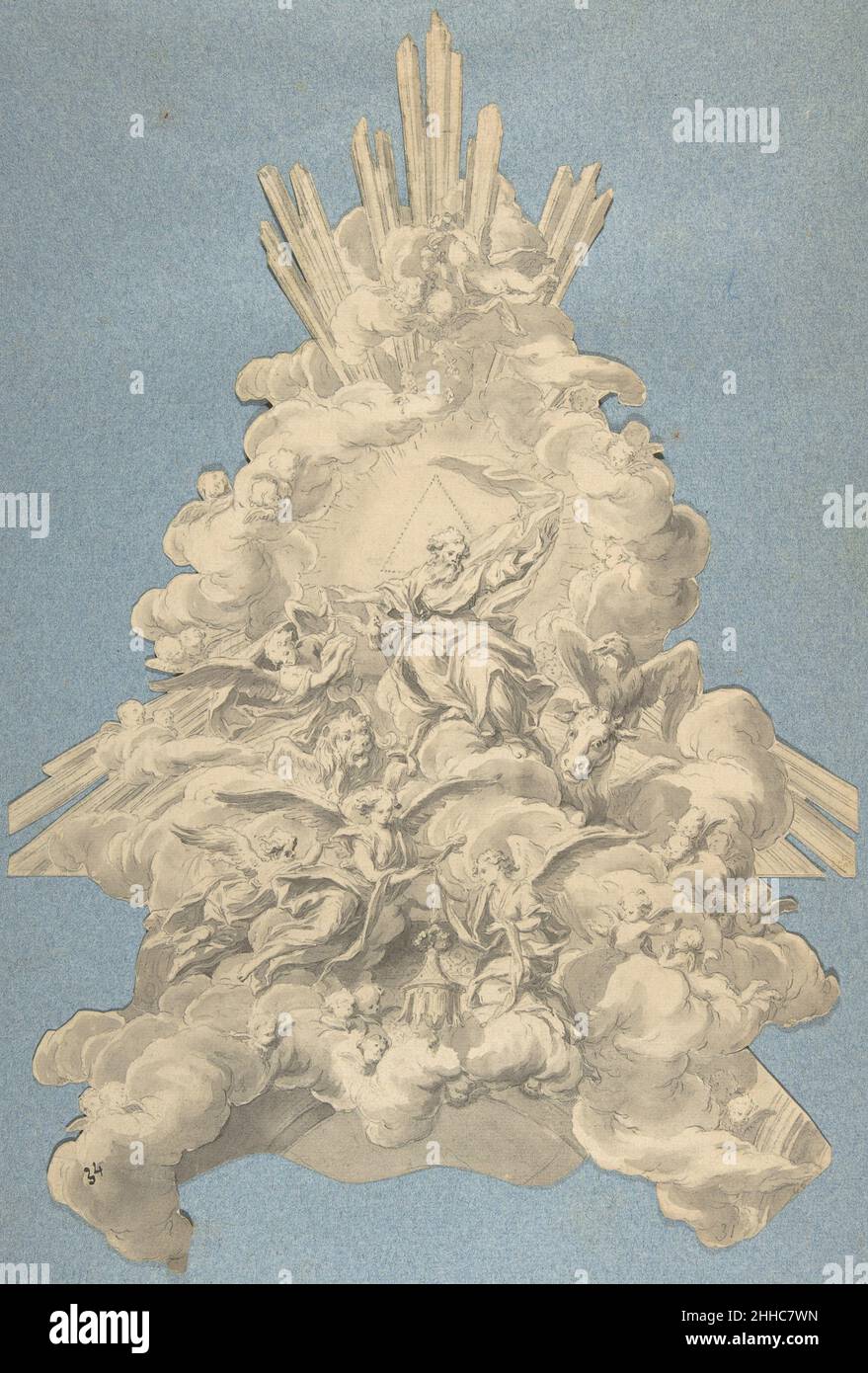 God the Father Surrounded by Angels and the Four Animals, Symbols of ...