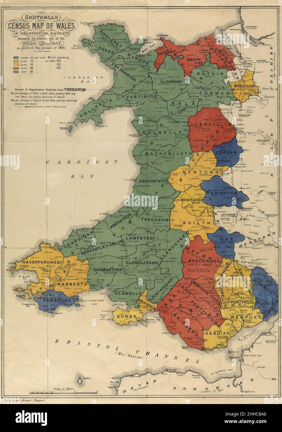 Southall's census map of Wales Stock Photo - Alamy
