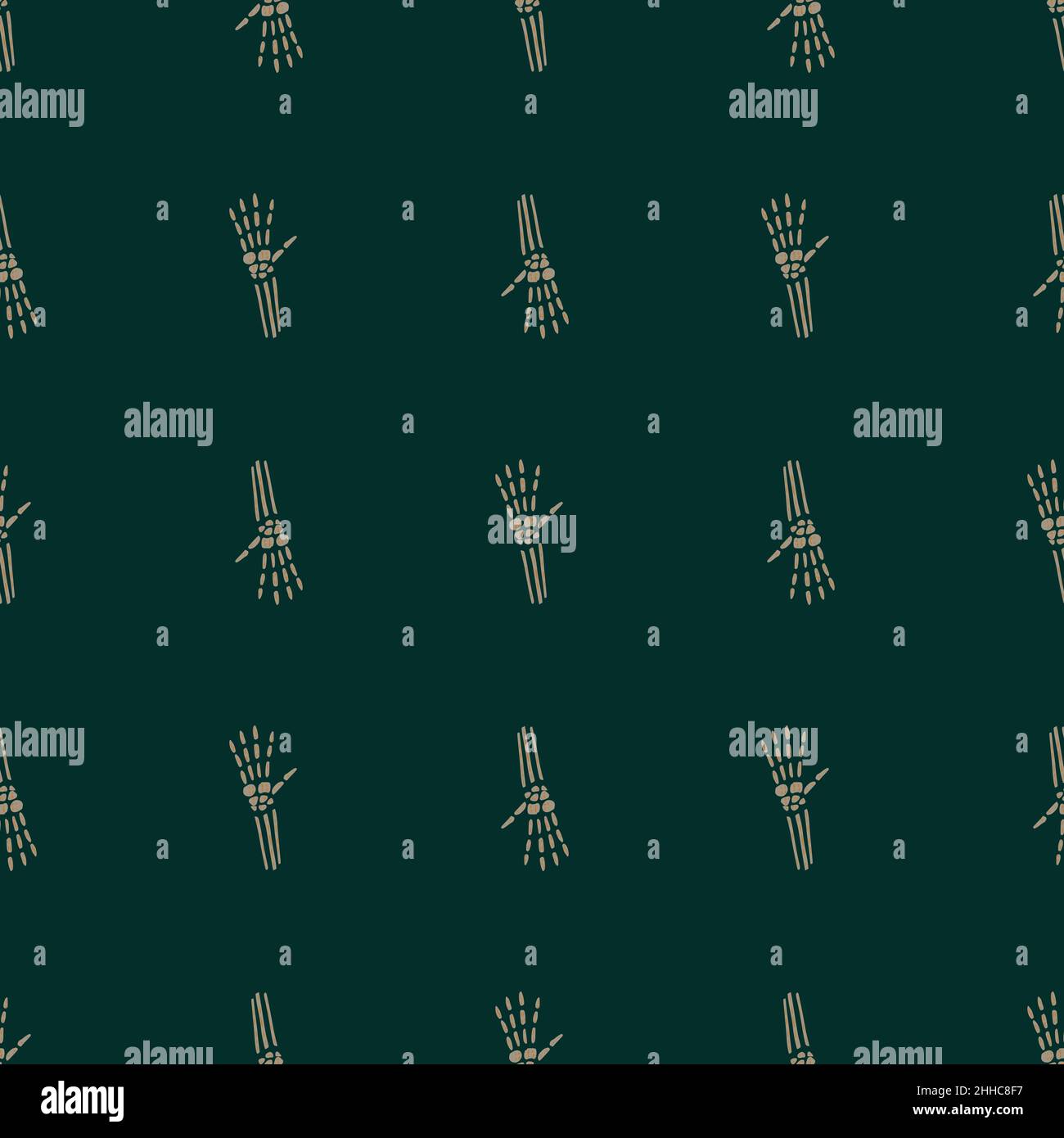 Minimalistic scary seamless pattern with simple skeleton hands shapes ...