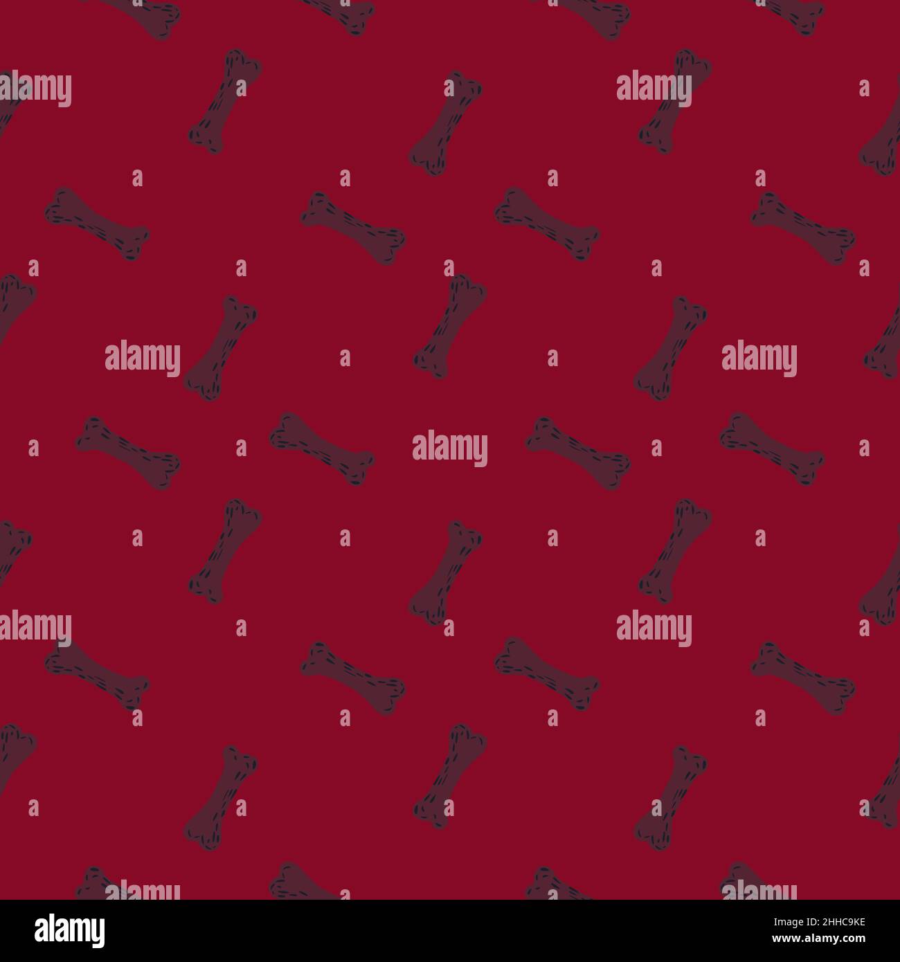 Horror seamless doodle pattern with scaru bones ornament. Red blood ...