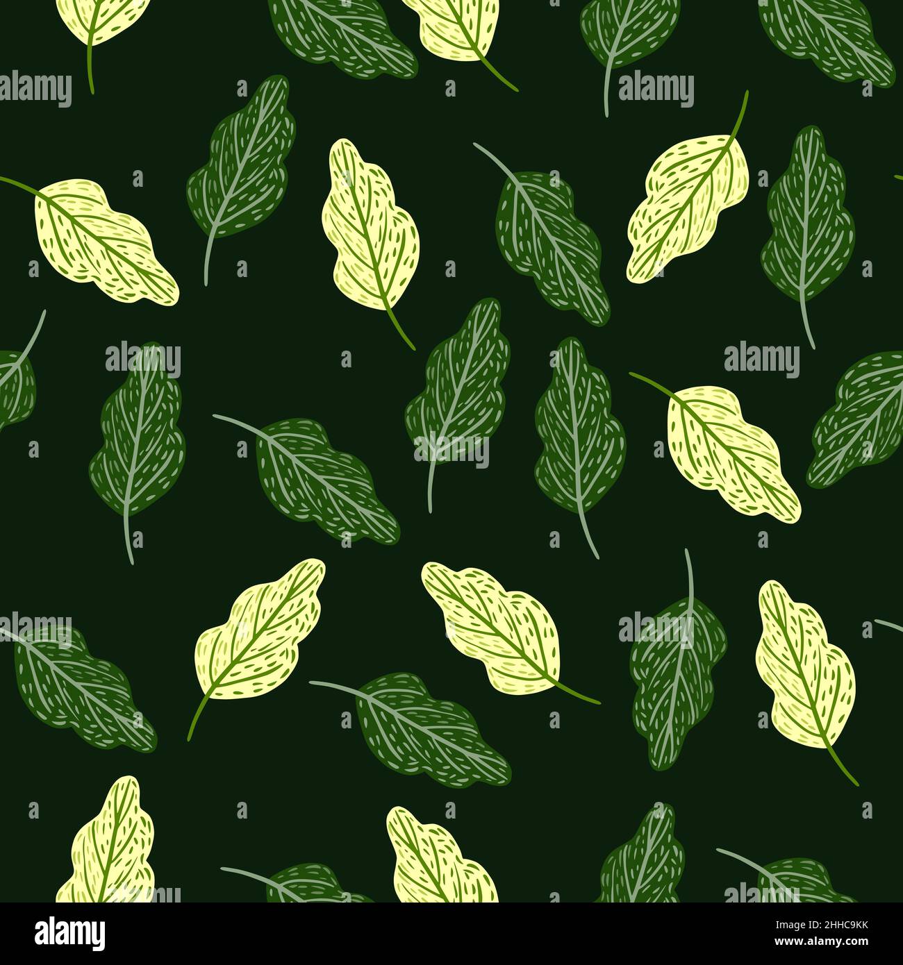 Forest nature seamless pattern with green and yellow light oak leaves ...