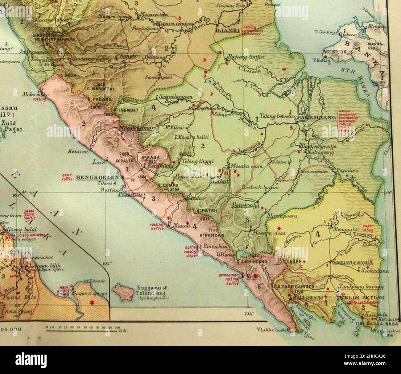 Southern Sumatra, De Grote Winkler Prins Encyclopedia 1910 Stock Photo ...