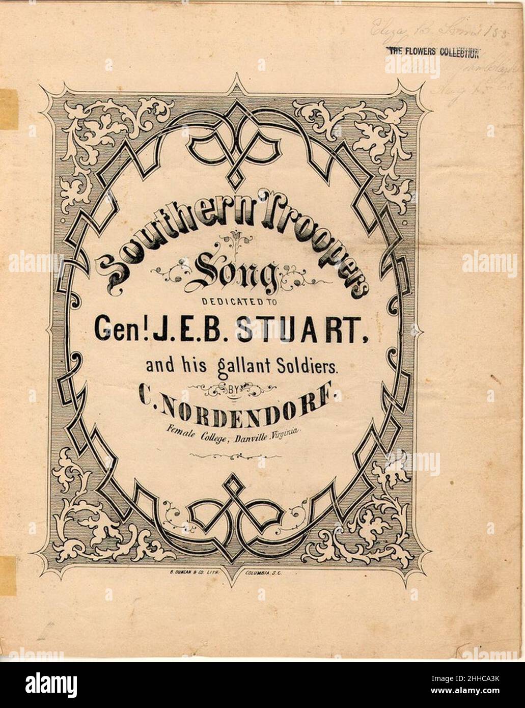 Southern Troopers Song JEB Stuart sheet music Stock Photo - Alamy