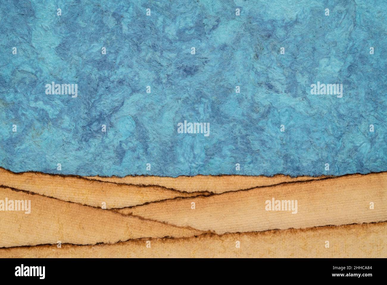 abstract desert landscape created with sheets of textured colorful ...