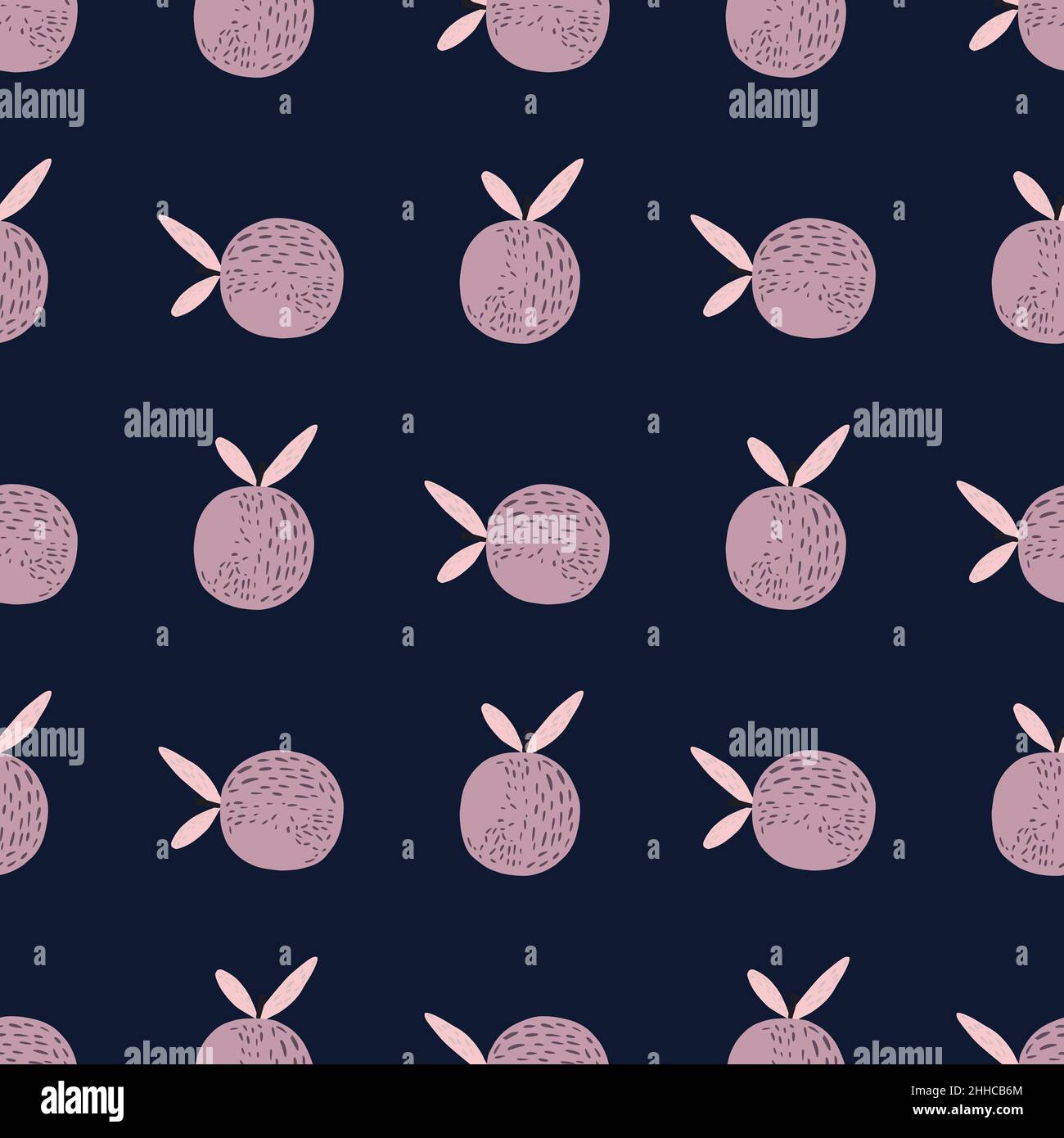 Creative seamless doodle pattern with light purple mandarin print. Dark ...