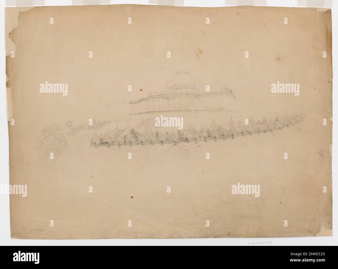 Southwest view of the U.S. Capitol building with cast-iron fence ...