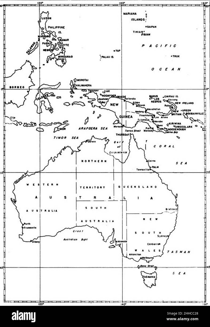 Southwest Pacific Area Map Stock Photo - Alamy