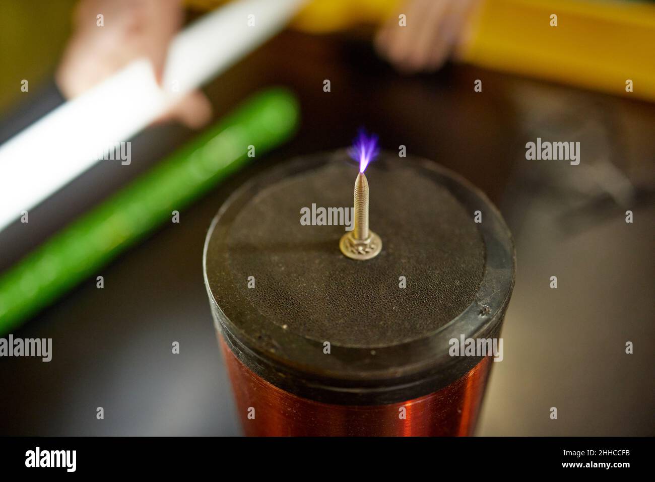 Lightning generator. Tesla coil. best at smaller sizes Stock Photo - Alamy