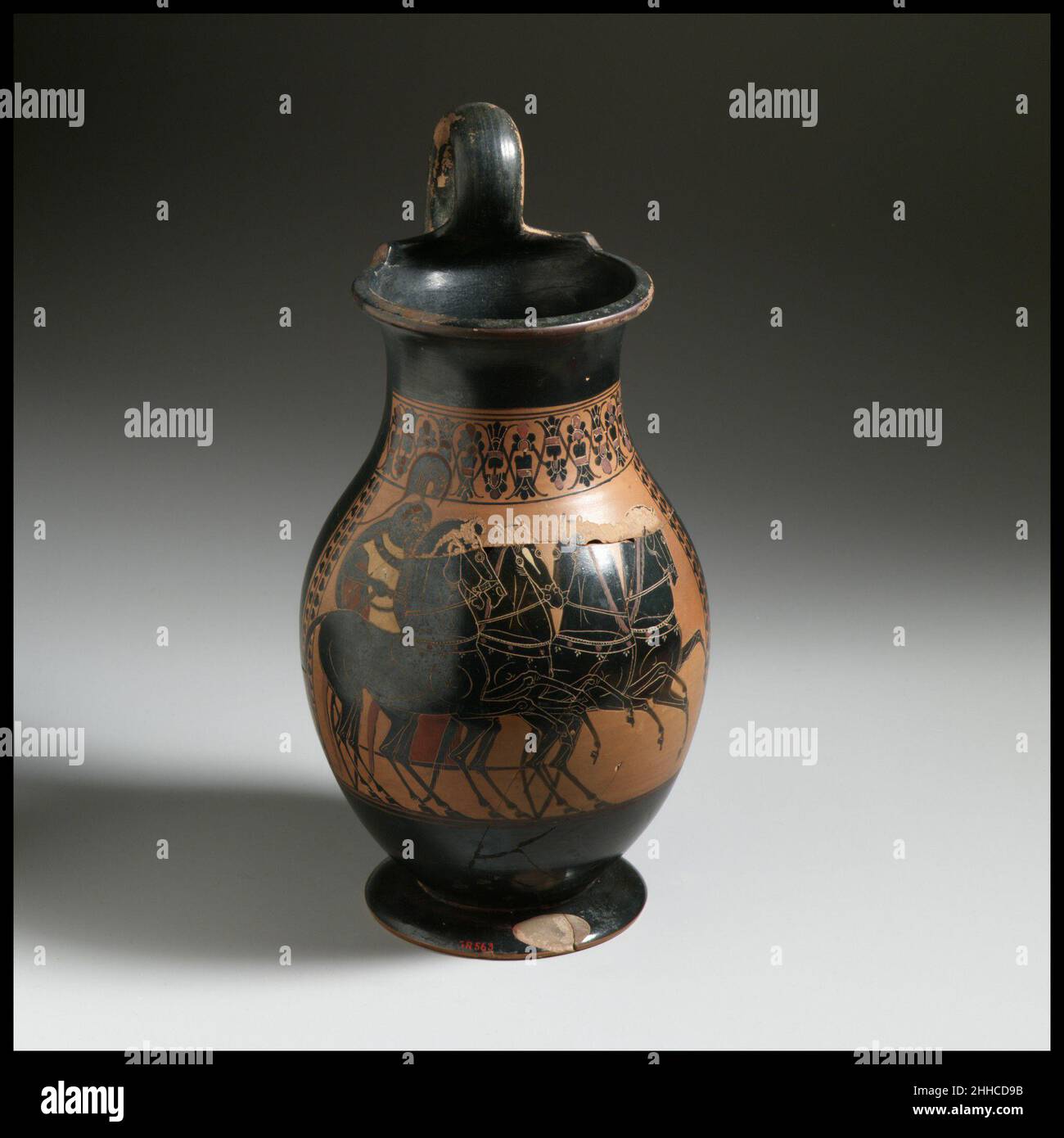 Terracotta oinochoe: olpe (jug) late 6th century B.C. Greek, Attic ...