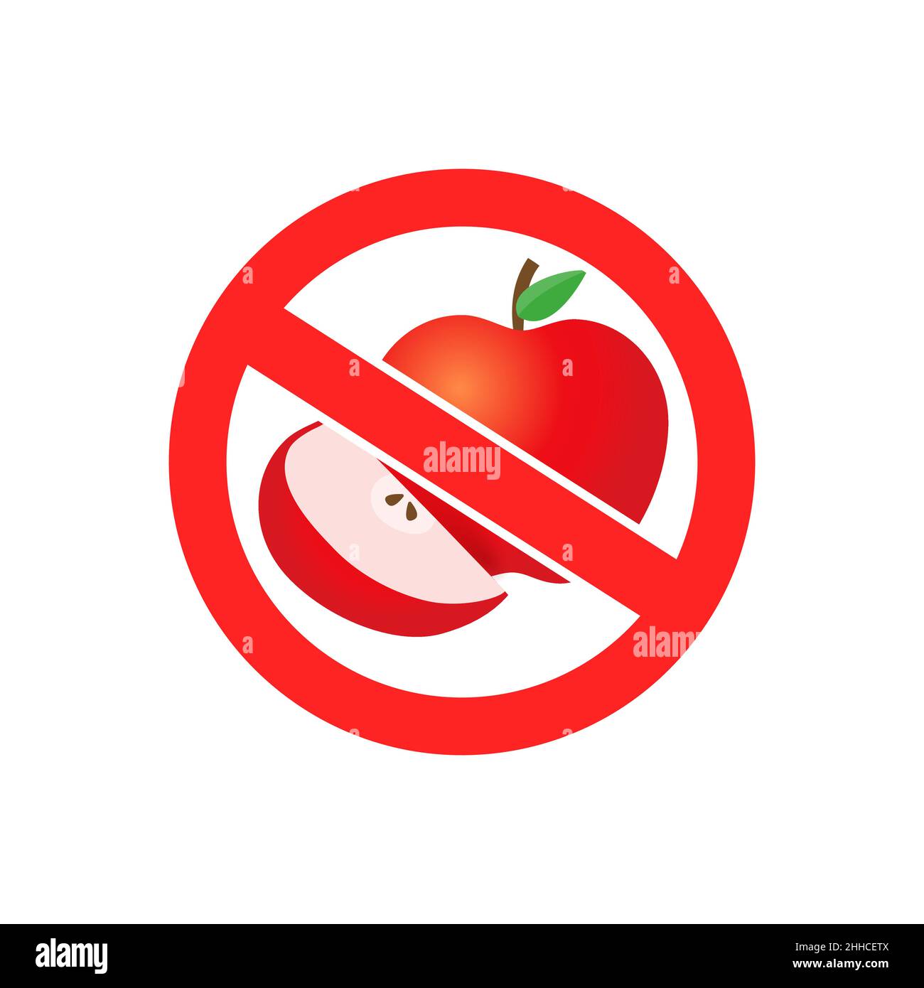 Sign No apple. Red stop sign fruit apple. Isolated on white background ...