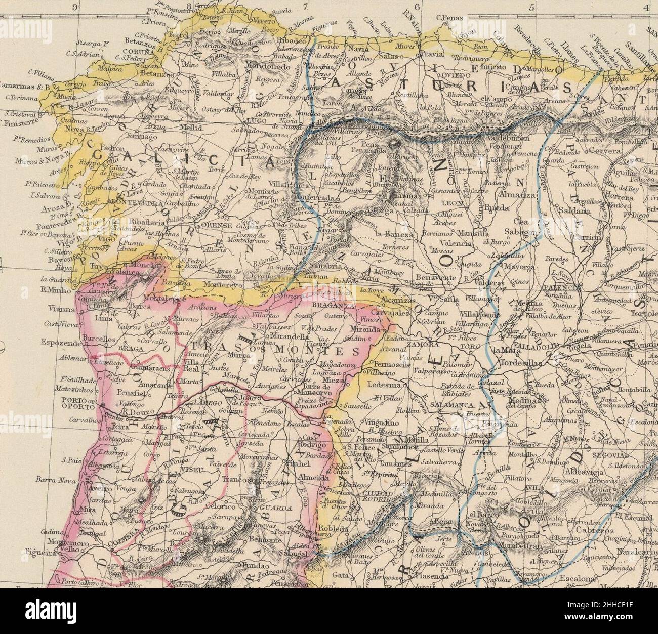 Spain & Portugal 1870 Edward Weller (detalle noroeste Stock Photo - Alamy