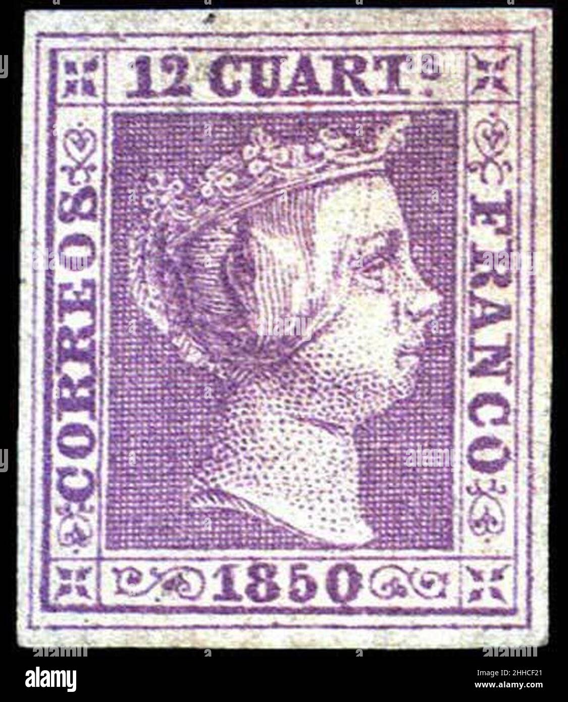 Spain 1850 stamp Mi 2 Stock Photo - Alamy