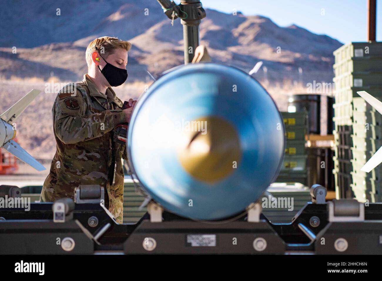 Nellis Air Force Base, Nevada, USA. 12th Jan, 2022. An airman from the ...