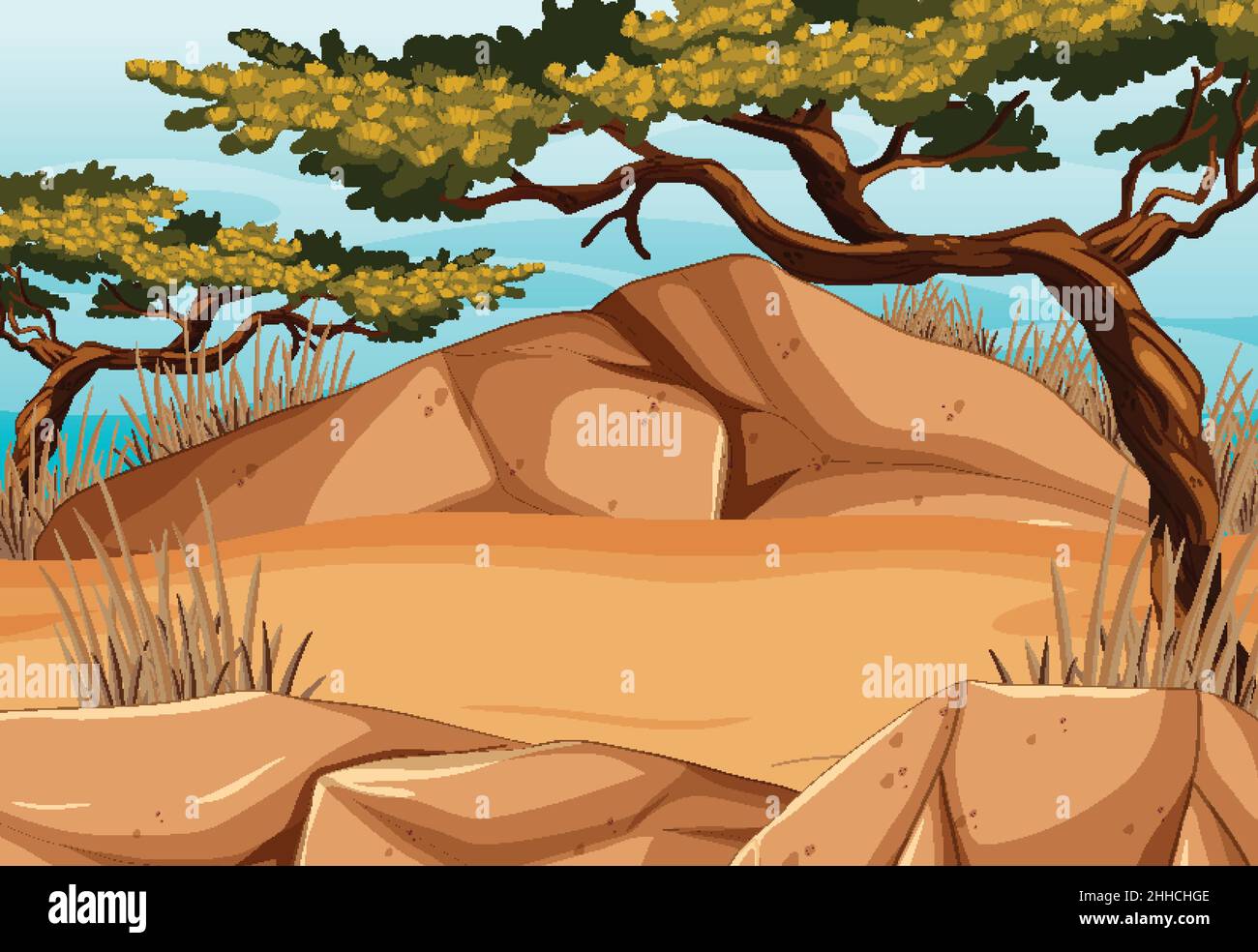 African savanna trees and grass Stock Vector Images - Alamy