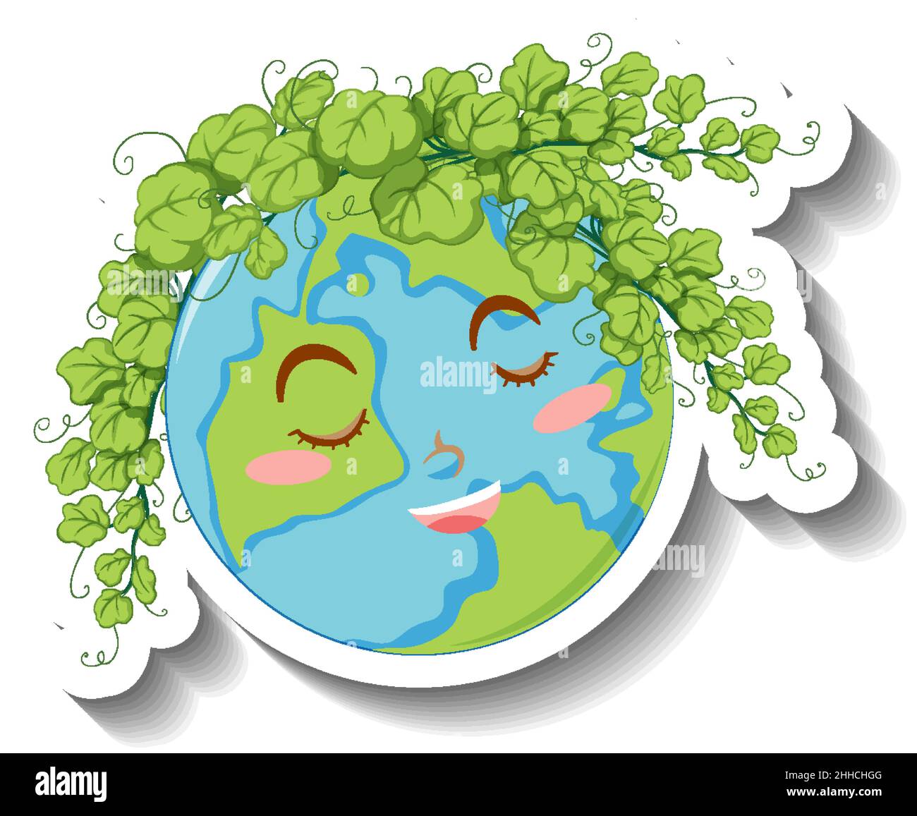 Smiling earth planet in cartoon style illustration Stock Vector Image ...