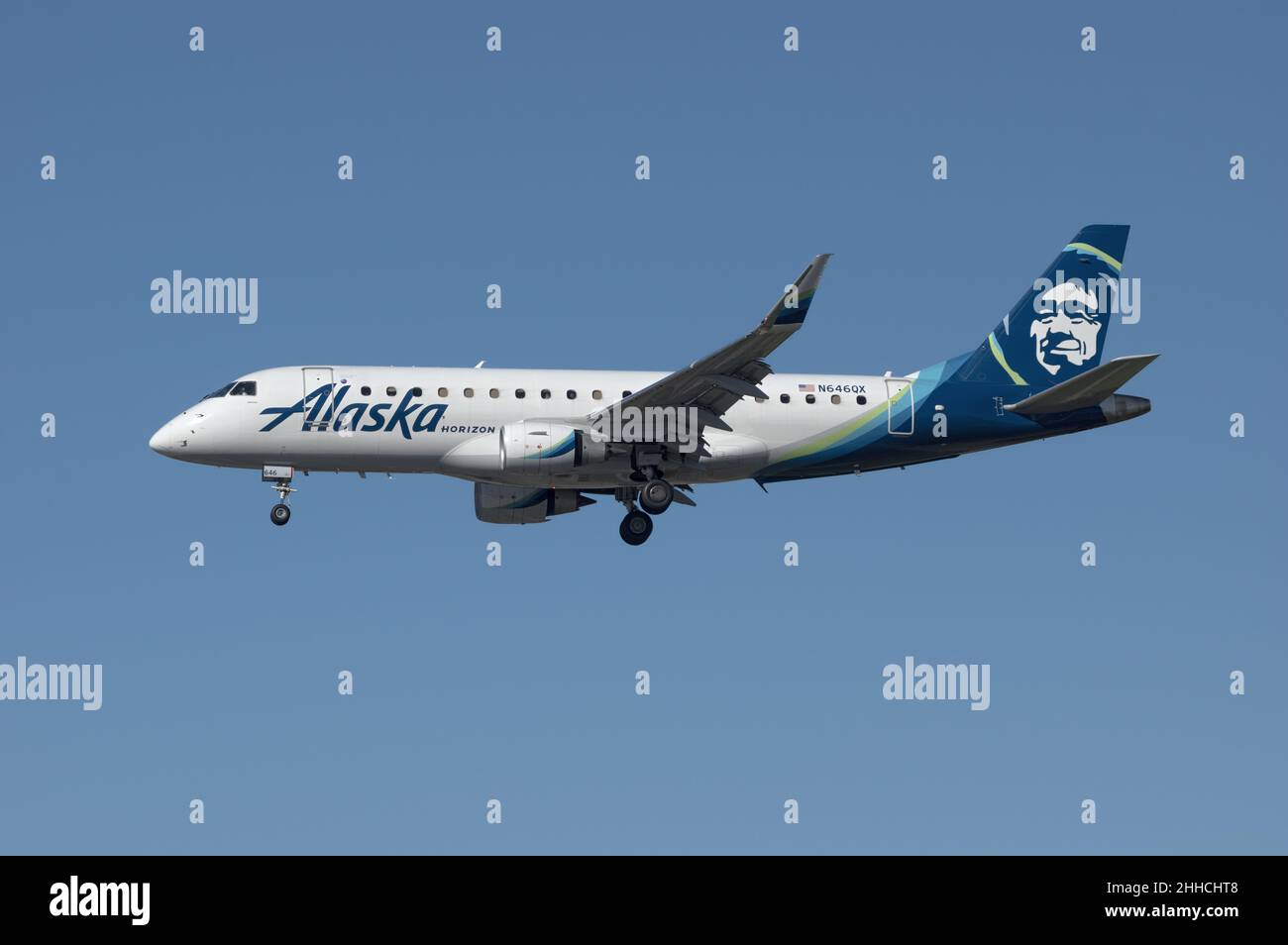 Alaska Horizon Air Embraer ERJ-175 with registration N646QX shown ...