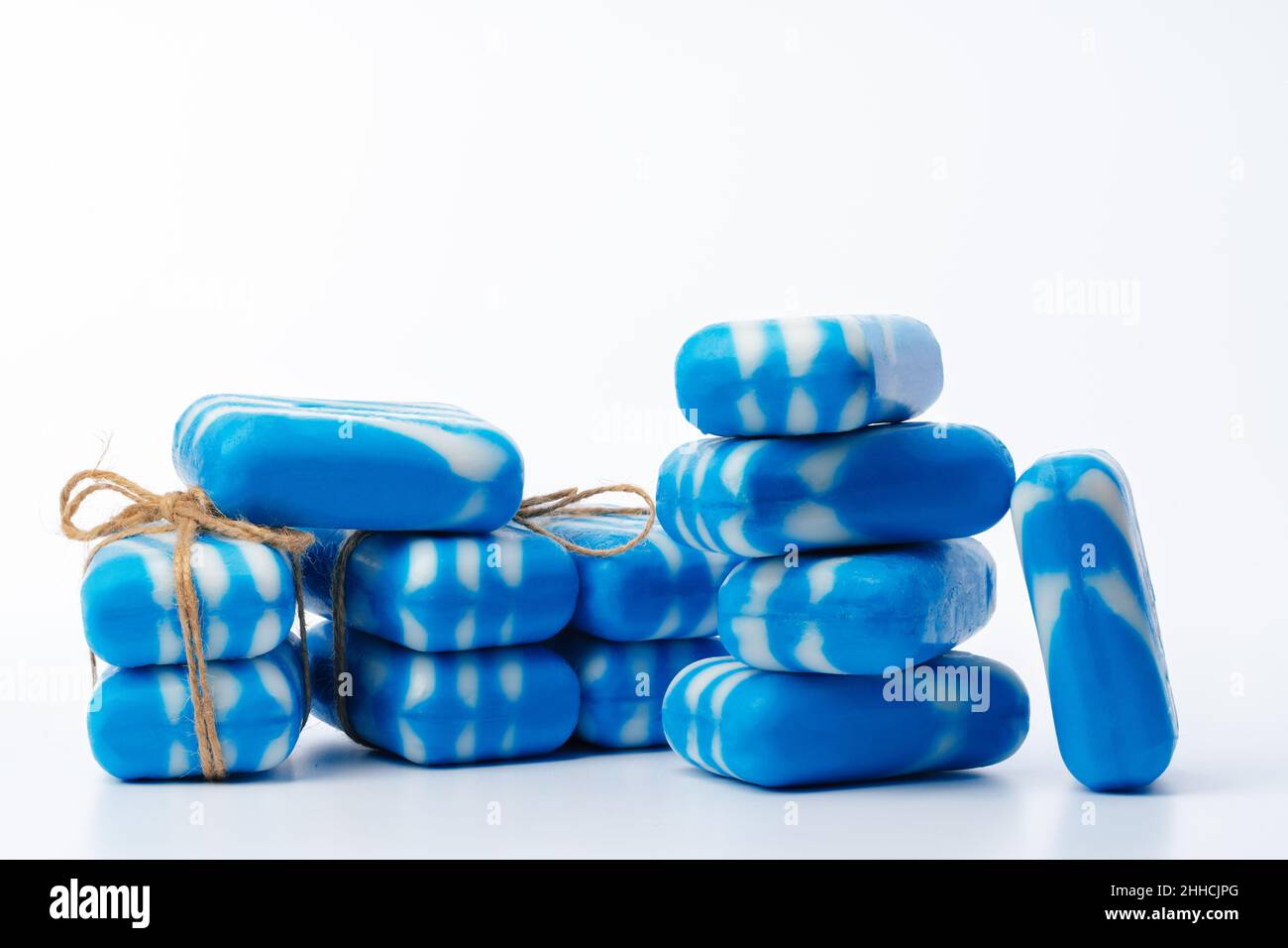 Stack of soap bars on white background Stock Photo - Alamy