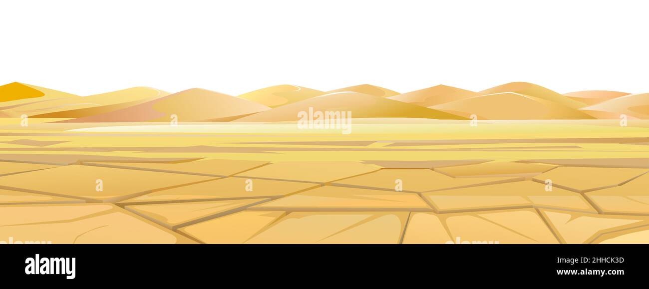 Hot desert. Landscape of southern countryside. Drought cracked desert ...