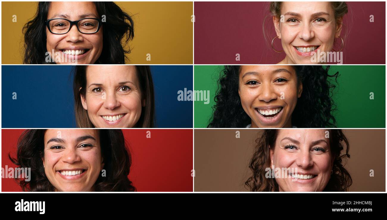 Group of people in a collage Stock Photo - Alamy