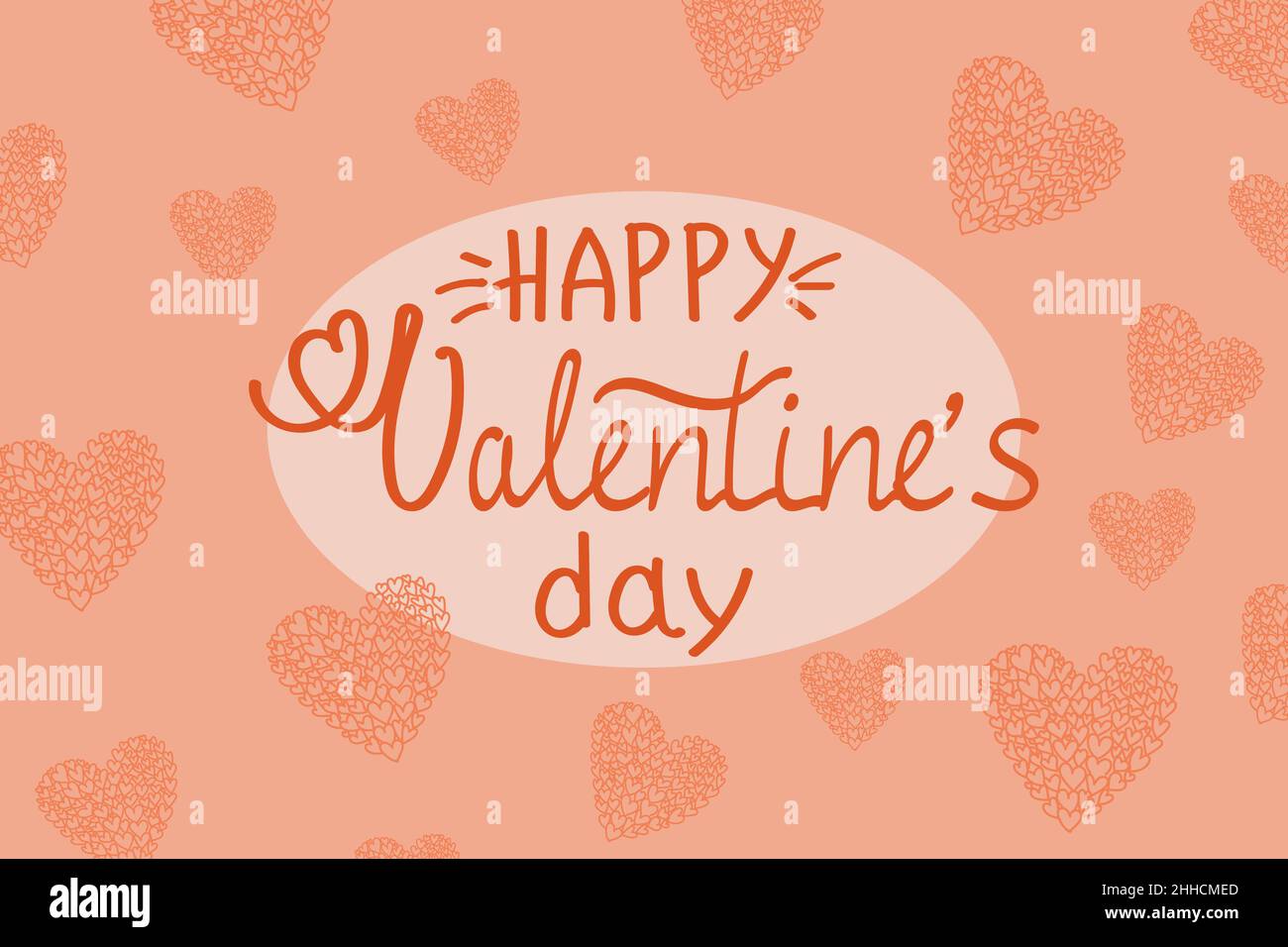 Postcard Template. Valentine's Day inscription, vector illustration ...